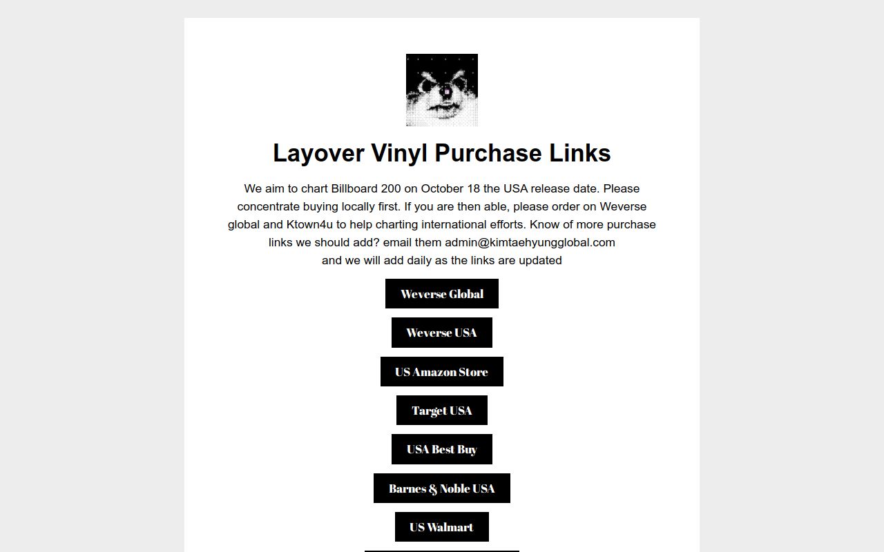 Layover Vinyl Purchase Links